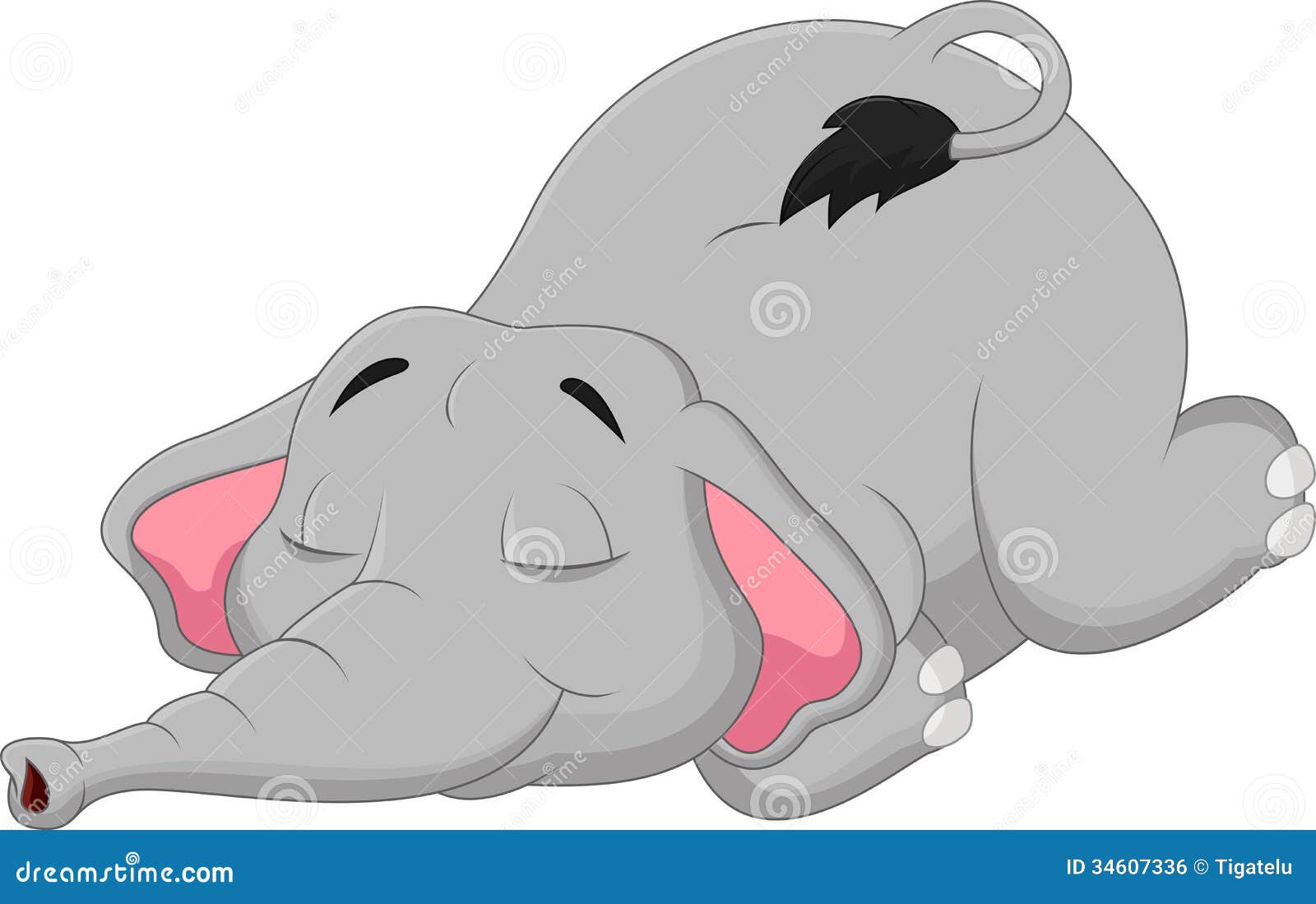 Cartoon elephant sleeping stock vector. Illustration of mascot - 34607336
