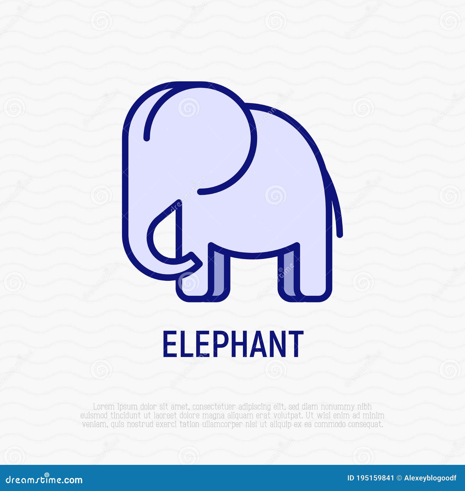 Cartoon Elephant Thin Line Icon. Modern Vector Illustration Stock ...