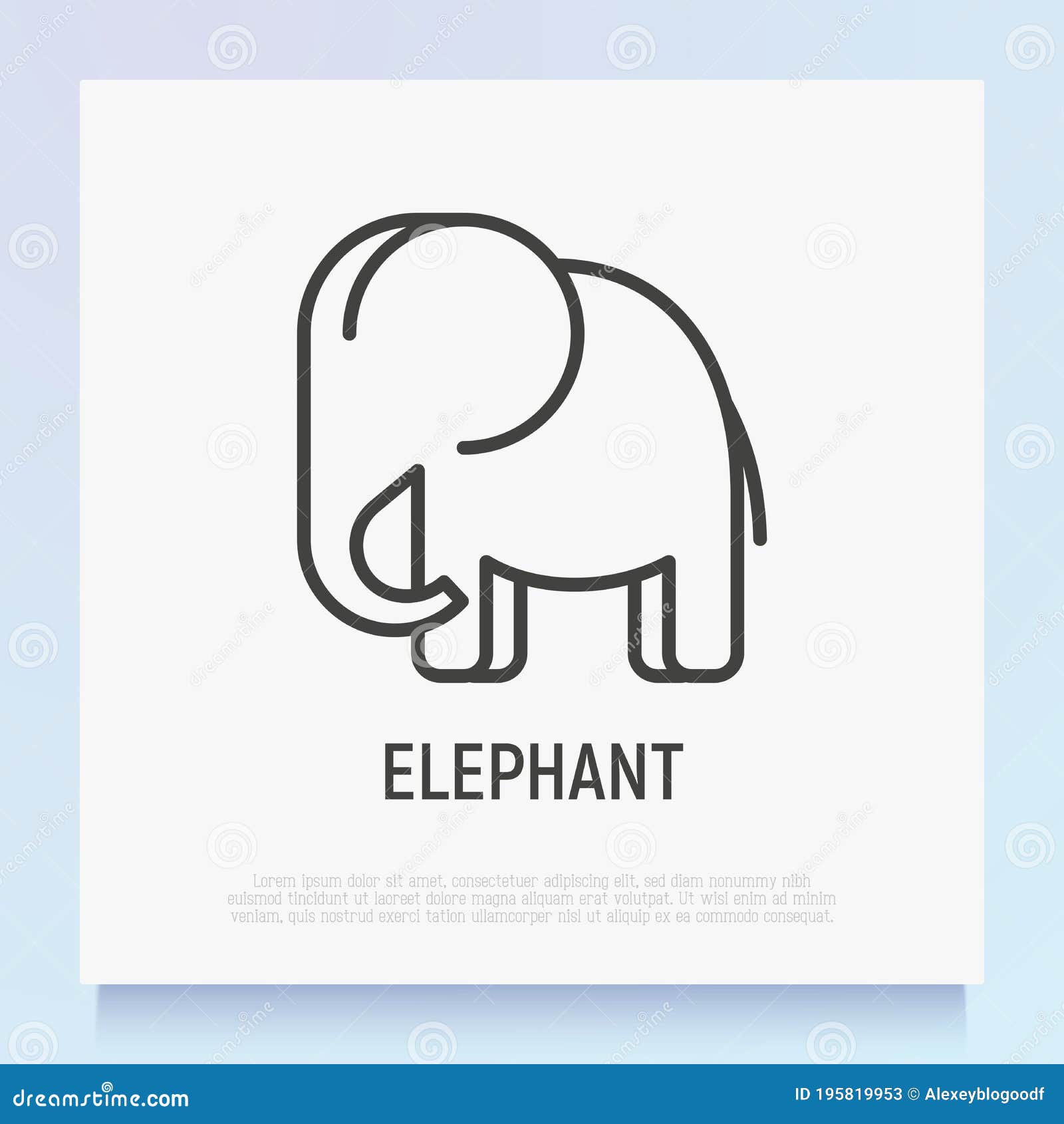 Cartoon Elephant Thin Line Icon. Modern Vector Illustration Stock ...