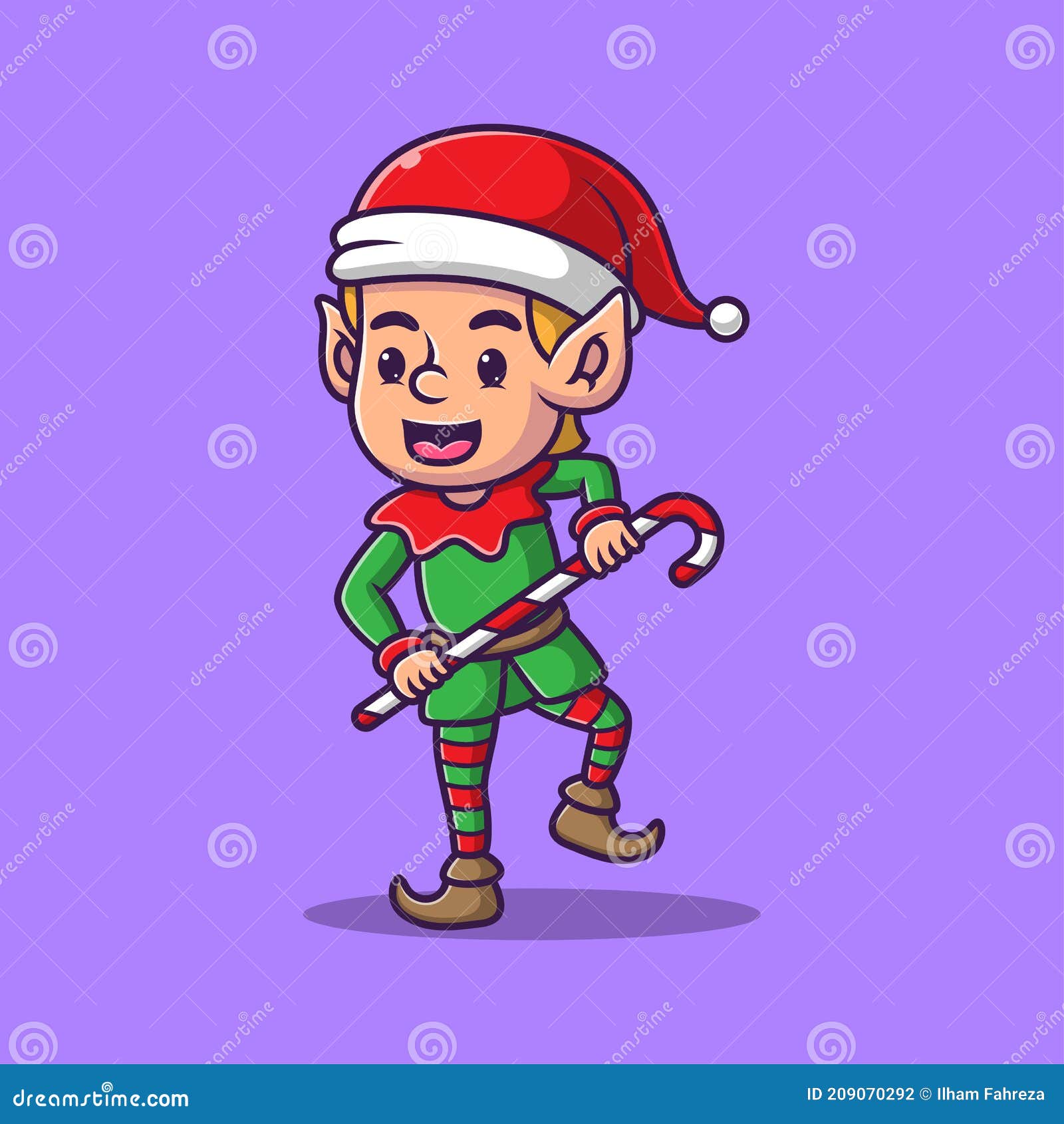 Cartoon elf is having fun stock illustration. Illustration of helper ...