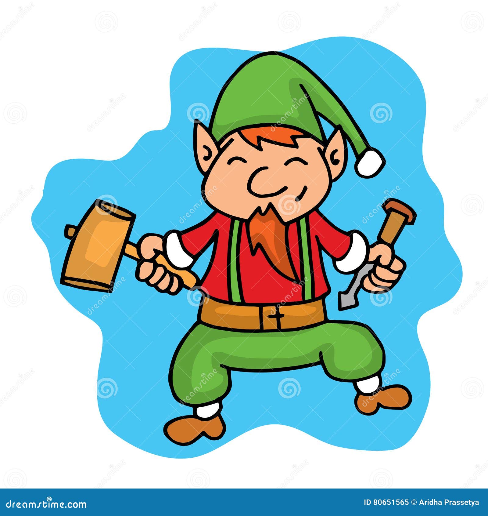 Cartoon Elf Helper with Hammer Christmas Stock Vector - Illustration of ...