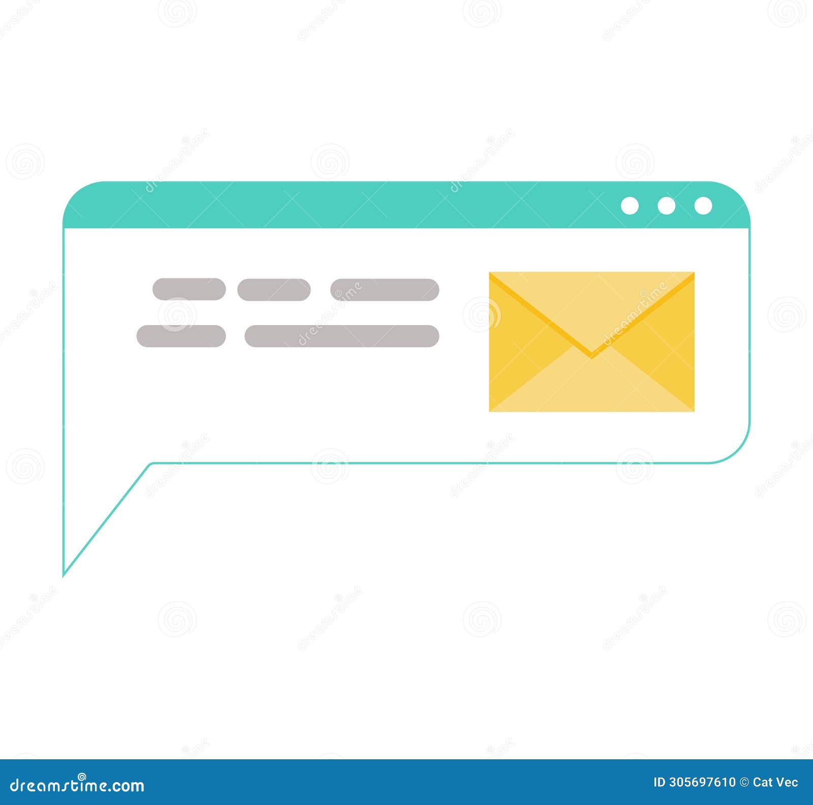 Cartoon Email Notification on a Browser Tab, Unread Message Icon. Inbox ...