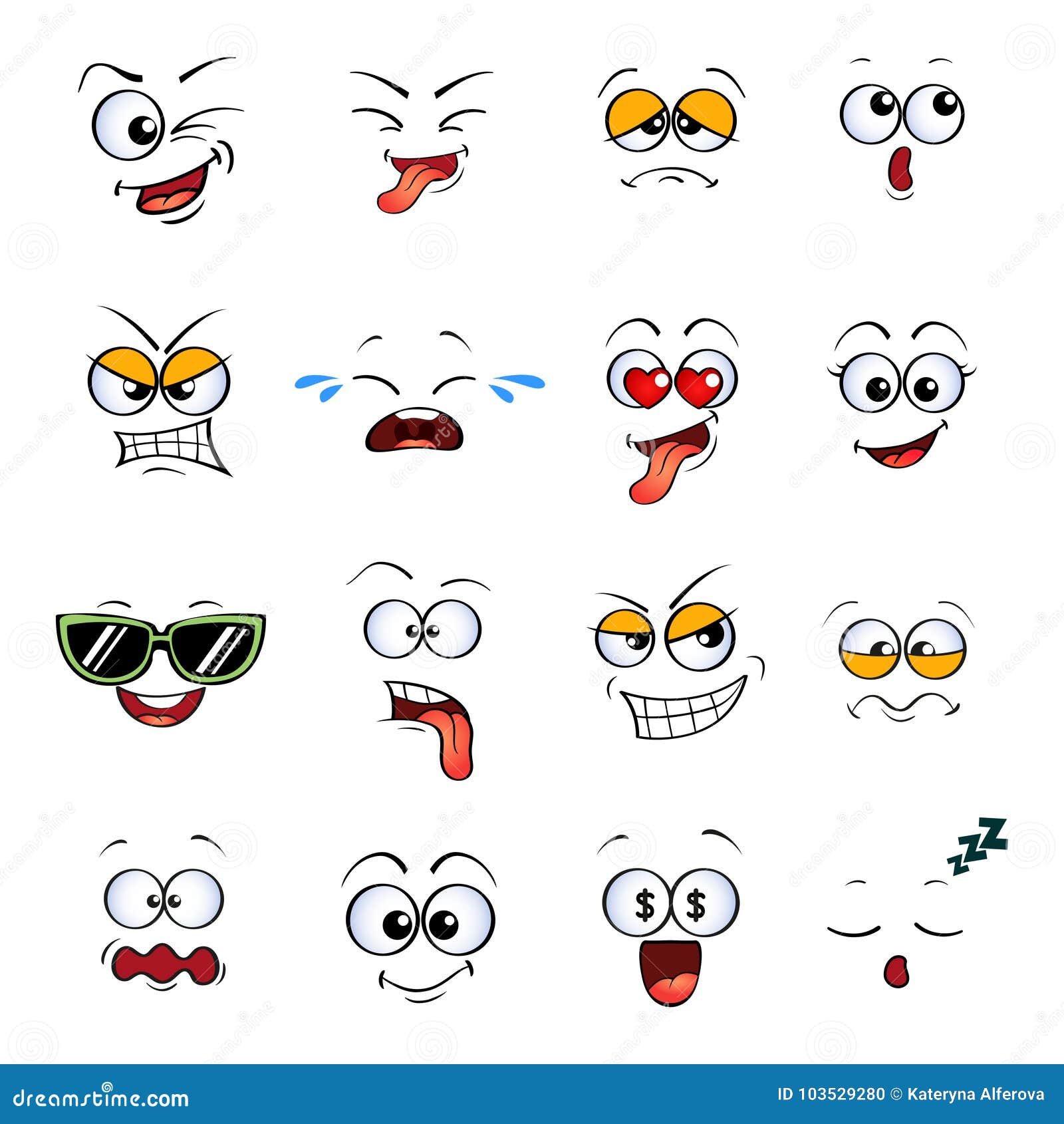 Cartoon Emoji Lions Set Icons Stickers Emoticons. Cartoon Animal ...