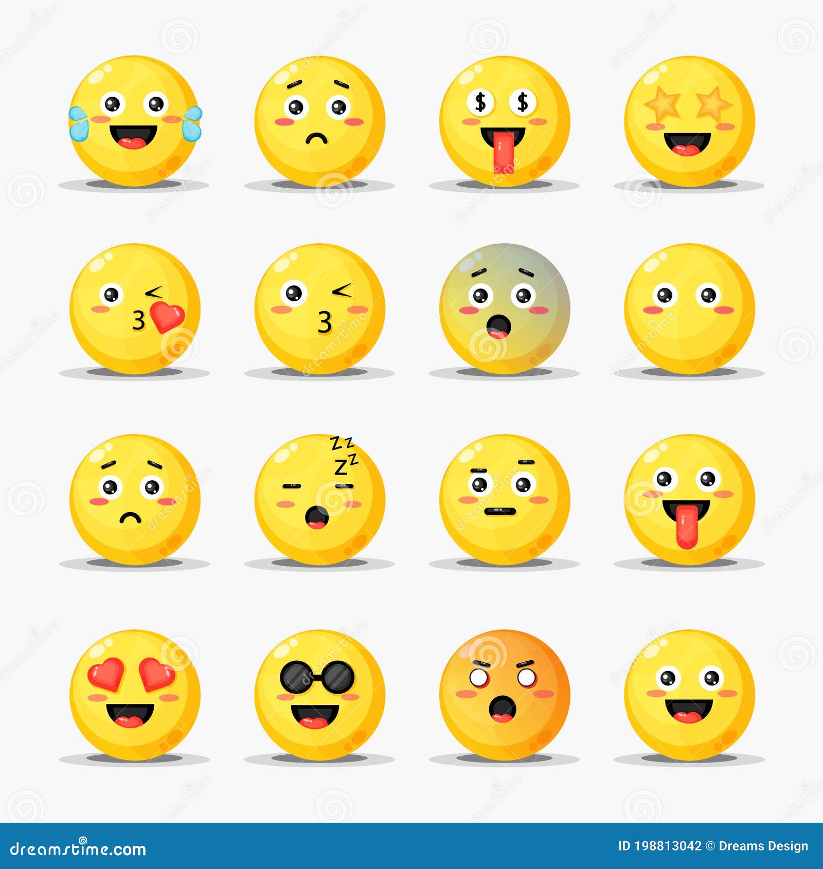 Cartoon Emoticon Design Set Stock Vector - Illustration of comic ...