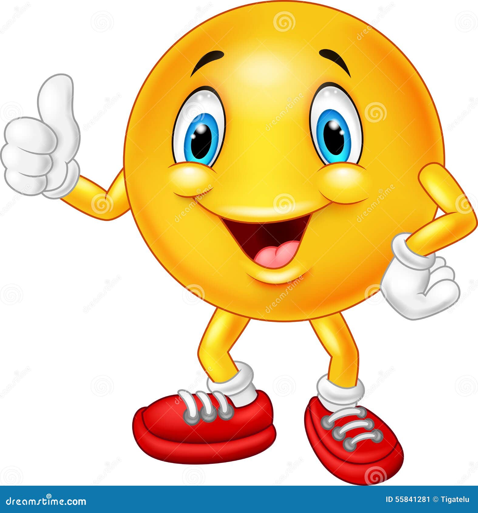 Cartoon Emoticon Giving Thumb Up Stock Vector - Illustration of feeling ...