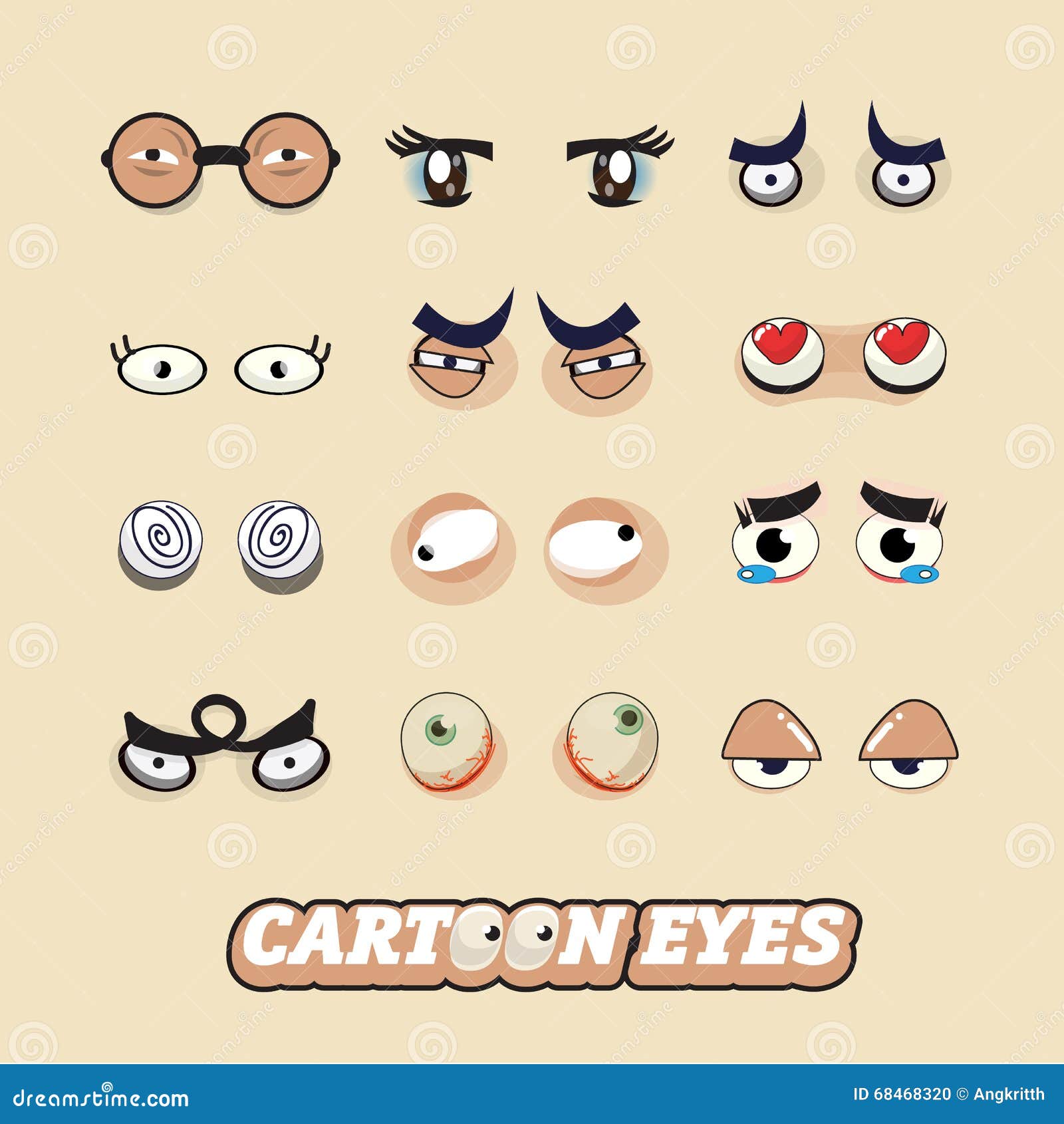 Cartoon Emotion Eyes Set. Sticker Concept - Stock Illustration ...