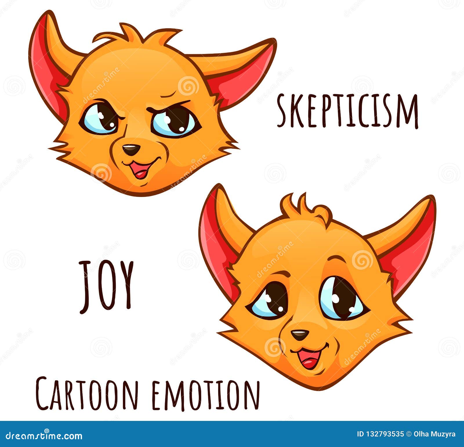 Cartoon Emotion of Fox - Skepticism, Joy Stock Vector - Illustration of ...