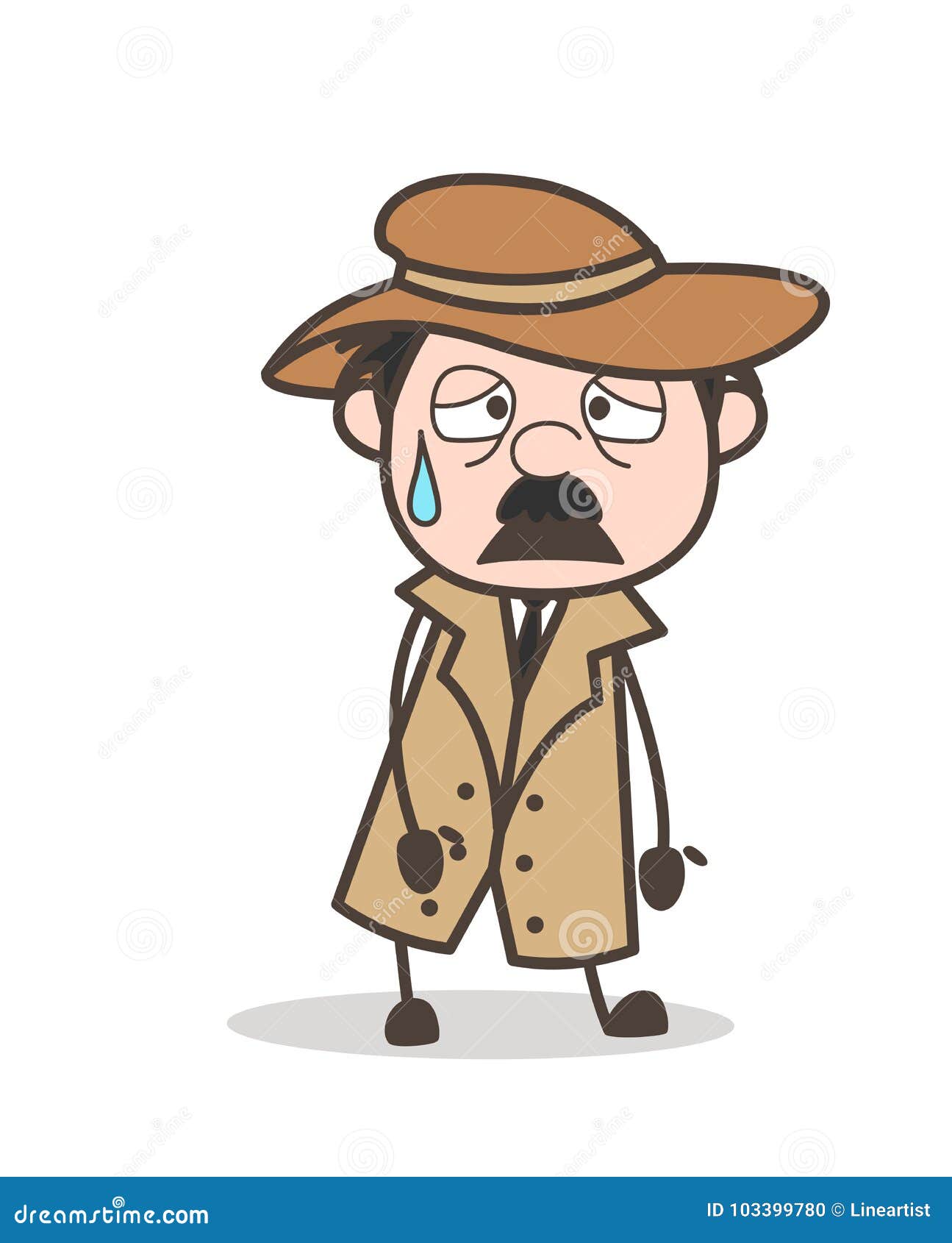 Cartoon Emotional Detective Face Expression Vector Illustration Stock ...