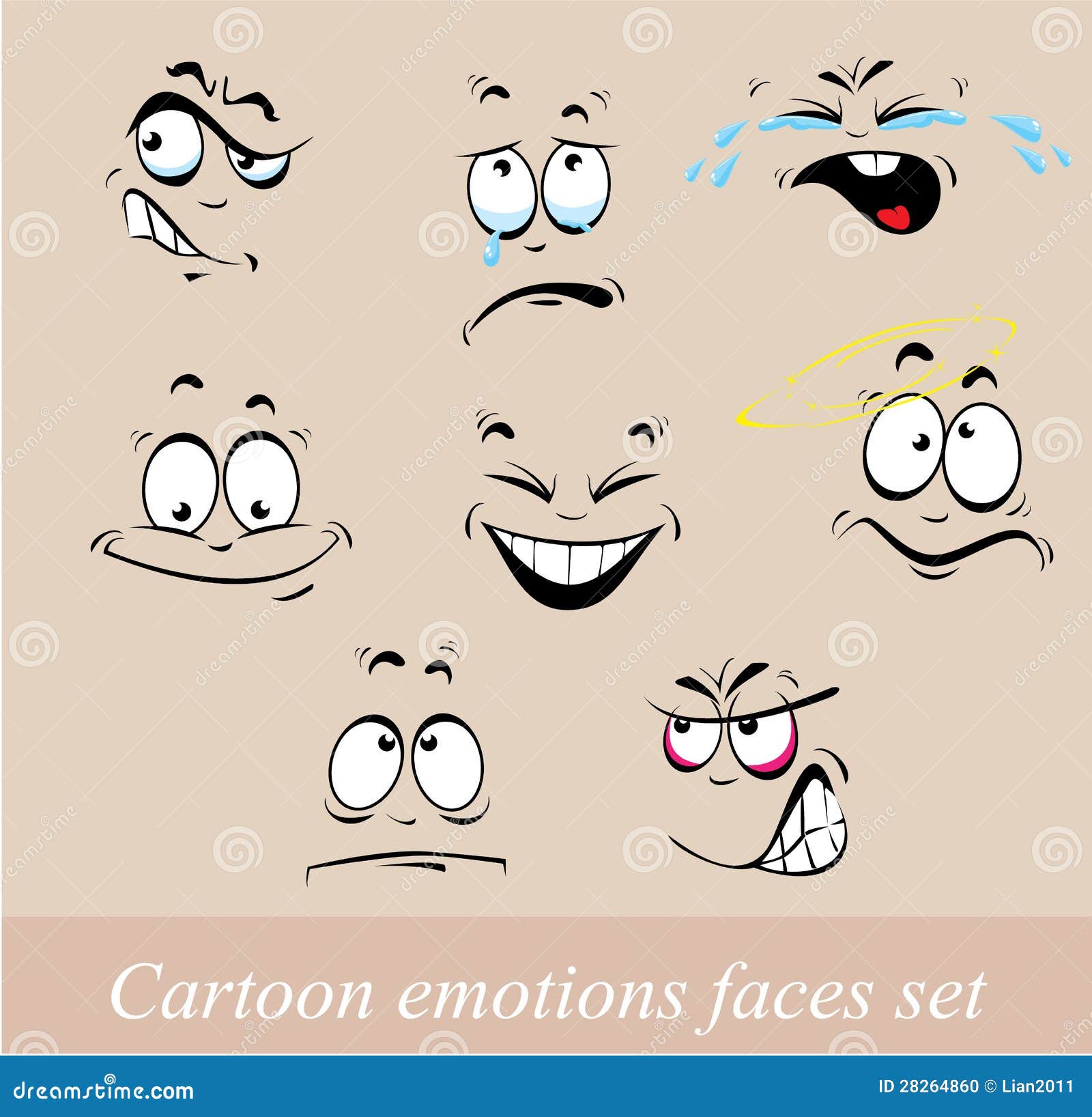Cartoon Emotions Faces Set Stock Photo - Image: 28264860