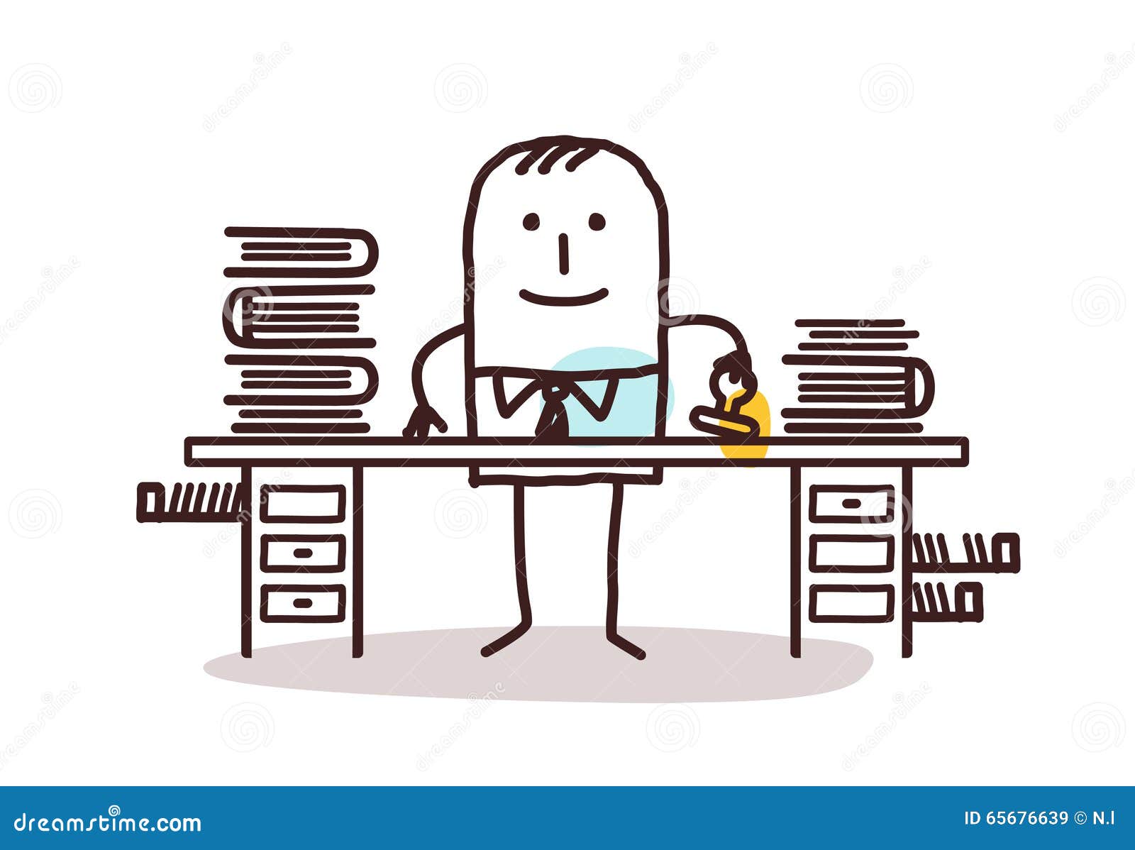 Cartoon Employee Man Working At His Desk | CartoonDealer.com #65676639