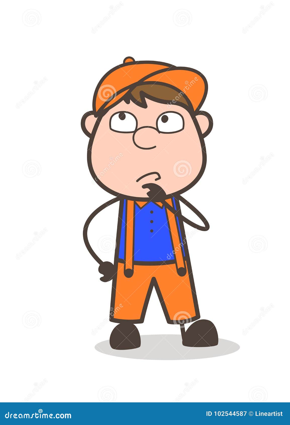 Cartoon Employee Thinking Face Vector Illustration Stock Illustration ...