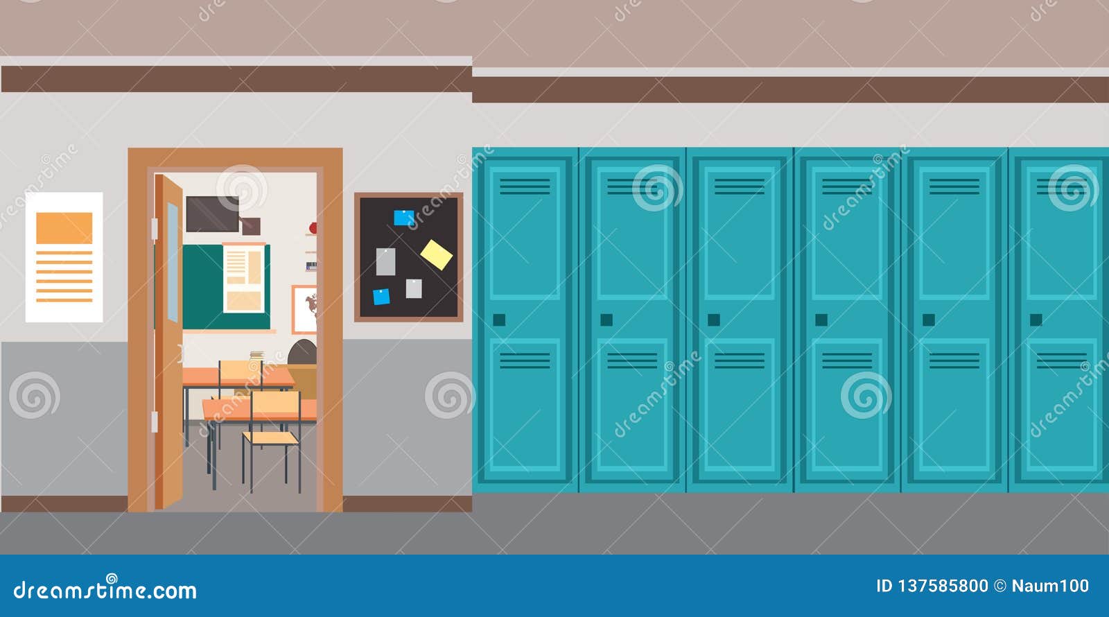 Cartoon Empty School Interior and Open Door in Classroom Stock Vector ... Cartoon Empty School Interior and Open Door in Classroom Stock Vector ...
