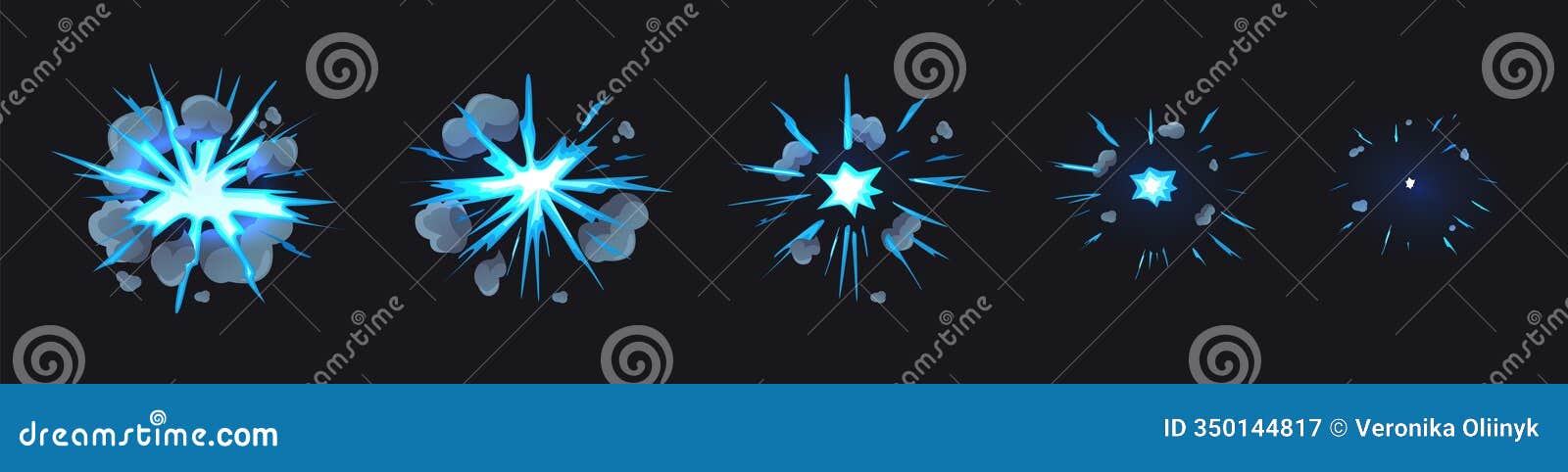 Cartoon Energy Explosion Animation. Glowing Burst Effect Sequence with ...