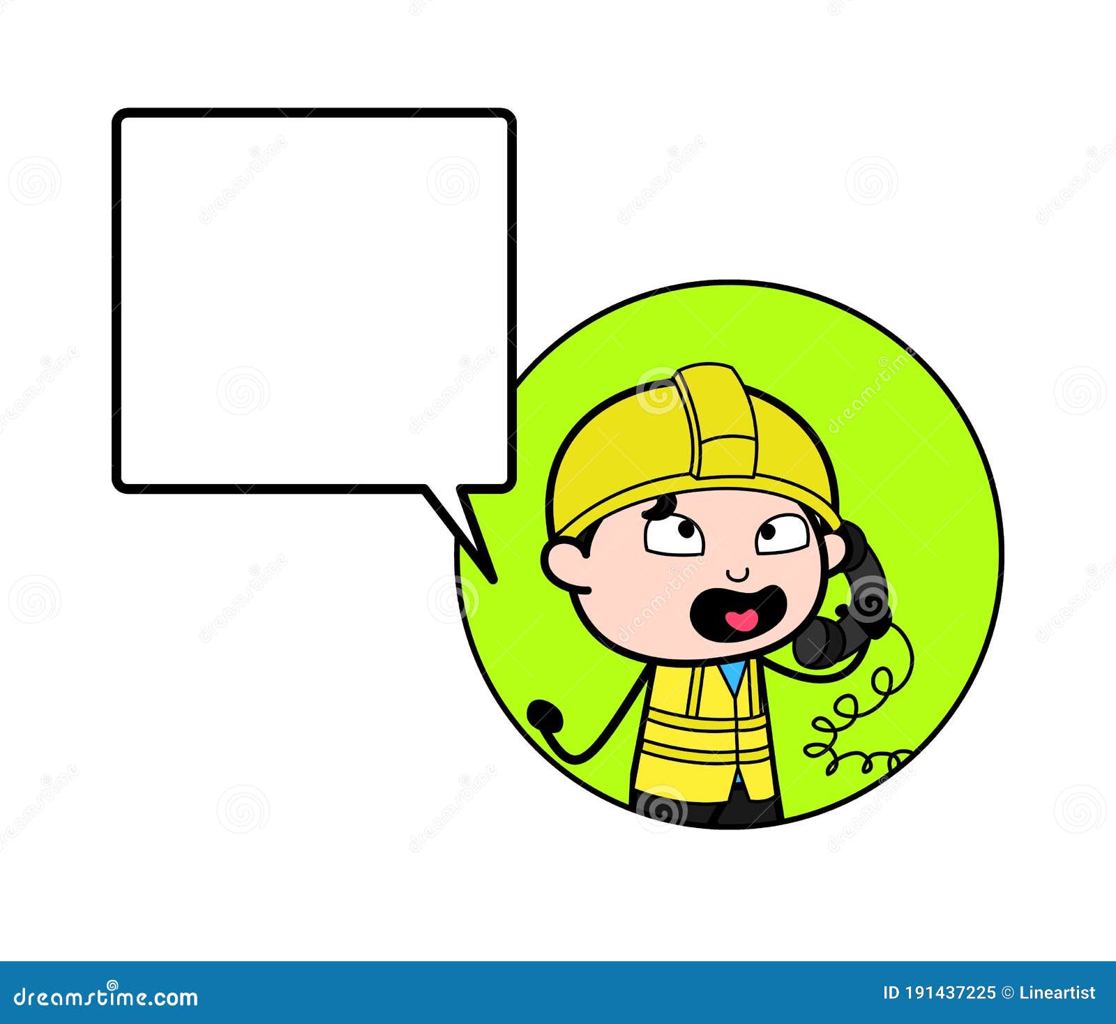 Cartoon Engineer Calling on Cell Phone Stock Illustration ...