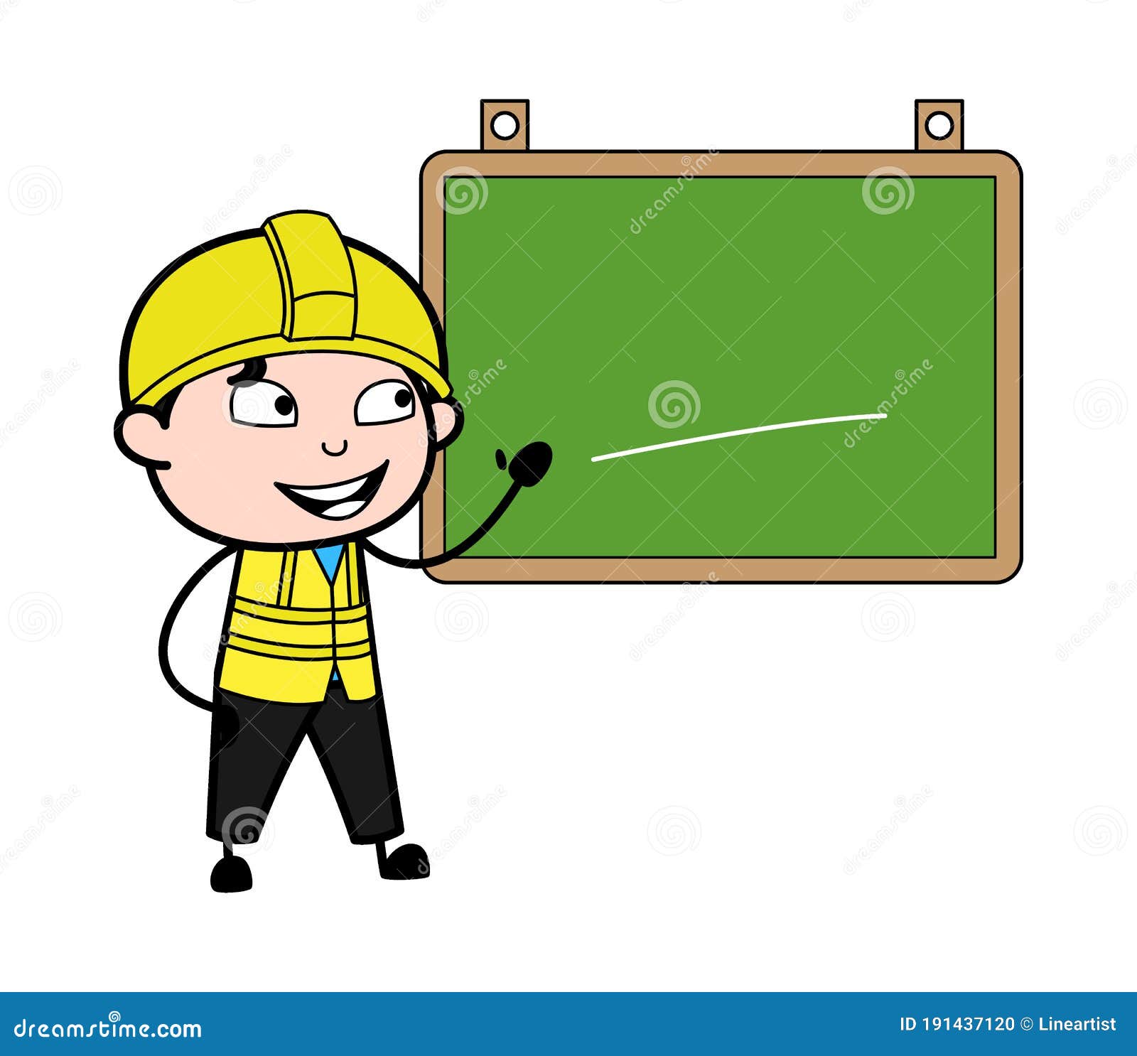 Cartoon Engineer with Classroom Board Stock Illustration - Illustration ...