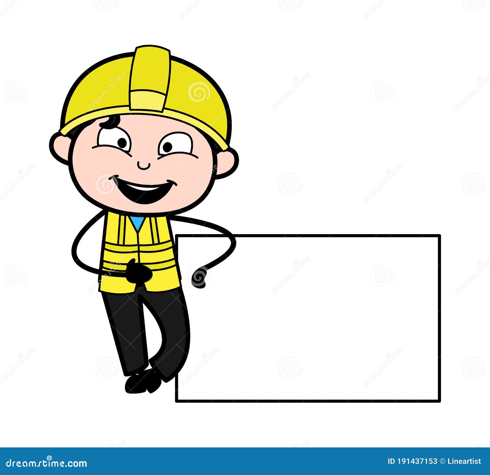 Cartoon Engineer with Empty Banner Stock Illustration - Illustration of ...