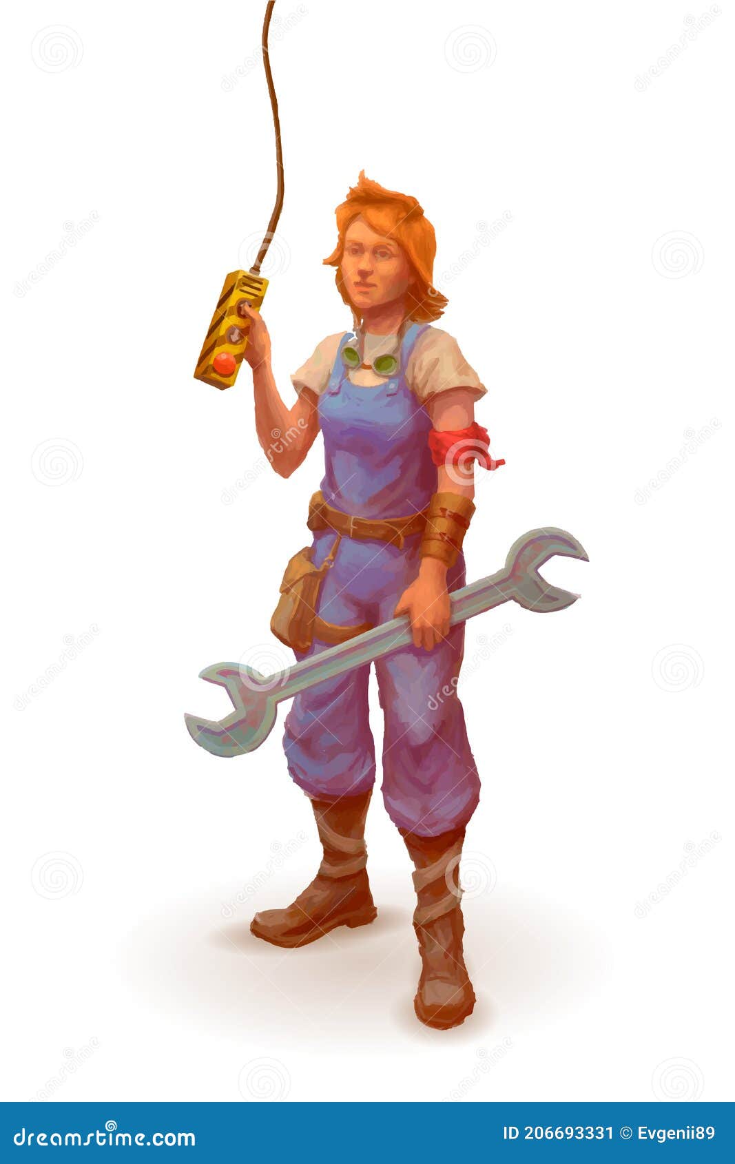 Cartoon Engineer, Female Mechanic Character on White Stock Illustration ...