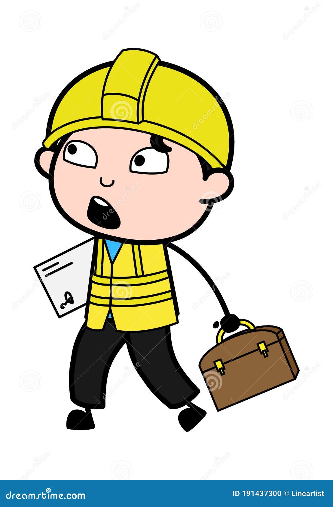Cartoon Engineer Going To Office Stock Illustration - Illustration of ...