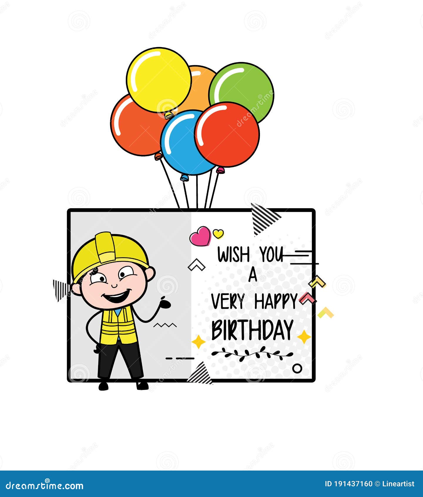 Cartoon Engineer Happy Birthday Wishes Stock Illustration ...