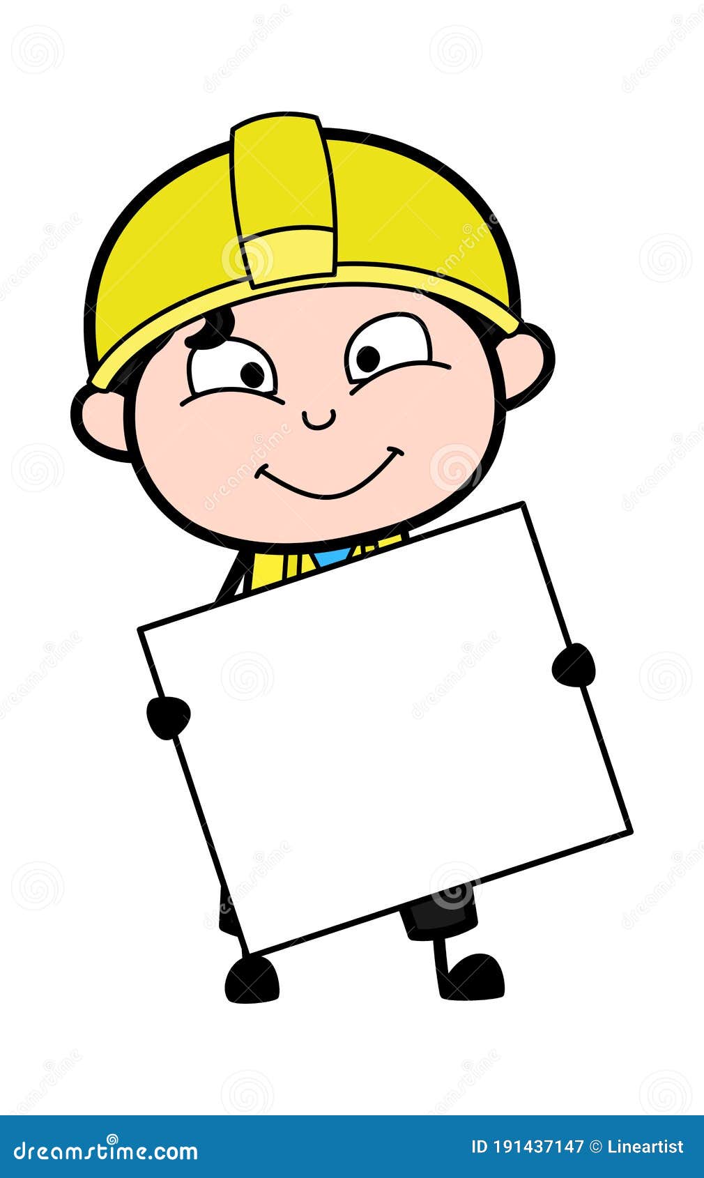Cartoon Engineer Holding a Banner Stock Illustration - Illustration of ...