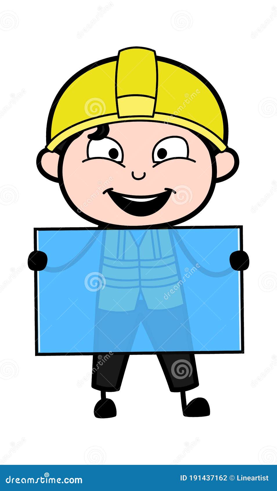 Cartoon Engineer Holding a Glass Banner Stock Illustration ...