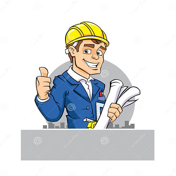 Cartoon Engineer Holding Tool and Paper Stock Vector - Illustration of ...