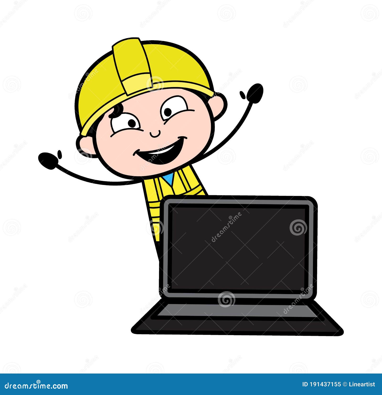 Cartoon Engineer with Laptop Stock Illustration - Illustration of ...