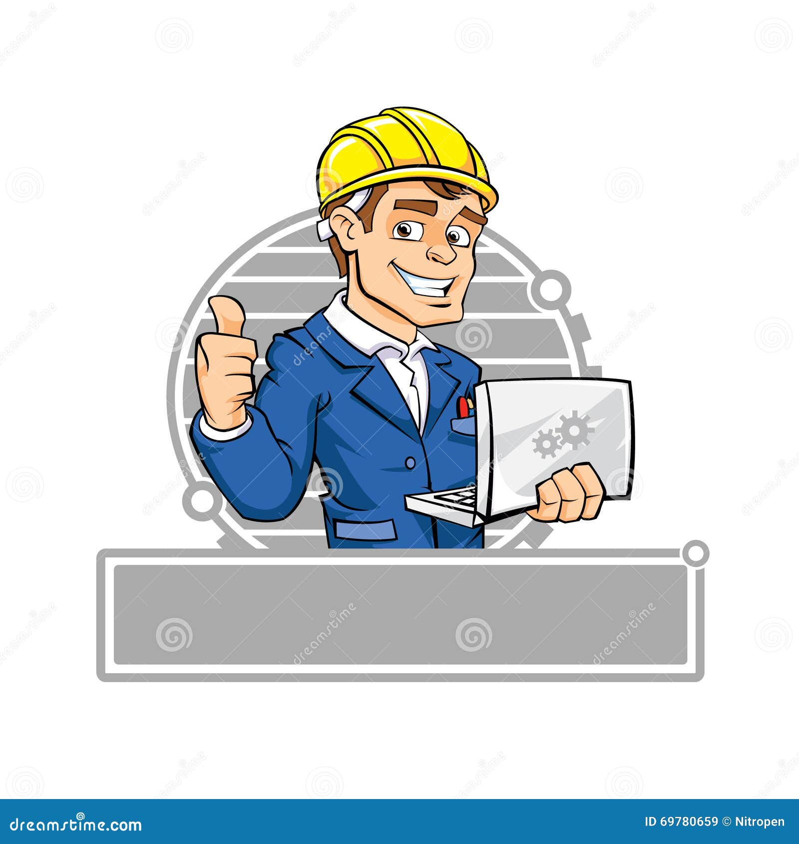 Cartoon Engineer with Notebook Stock Vector - Illustration of building ...