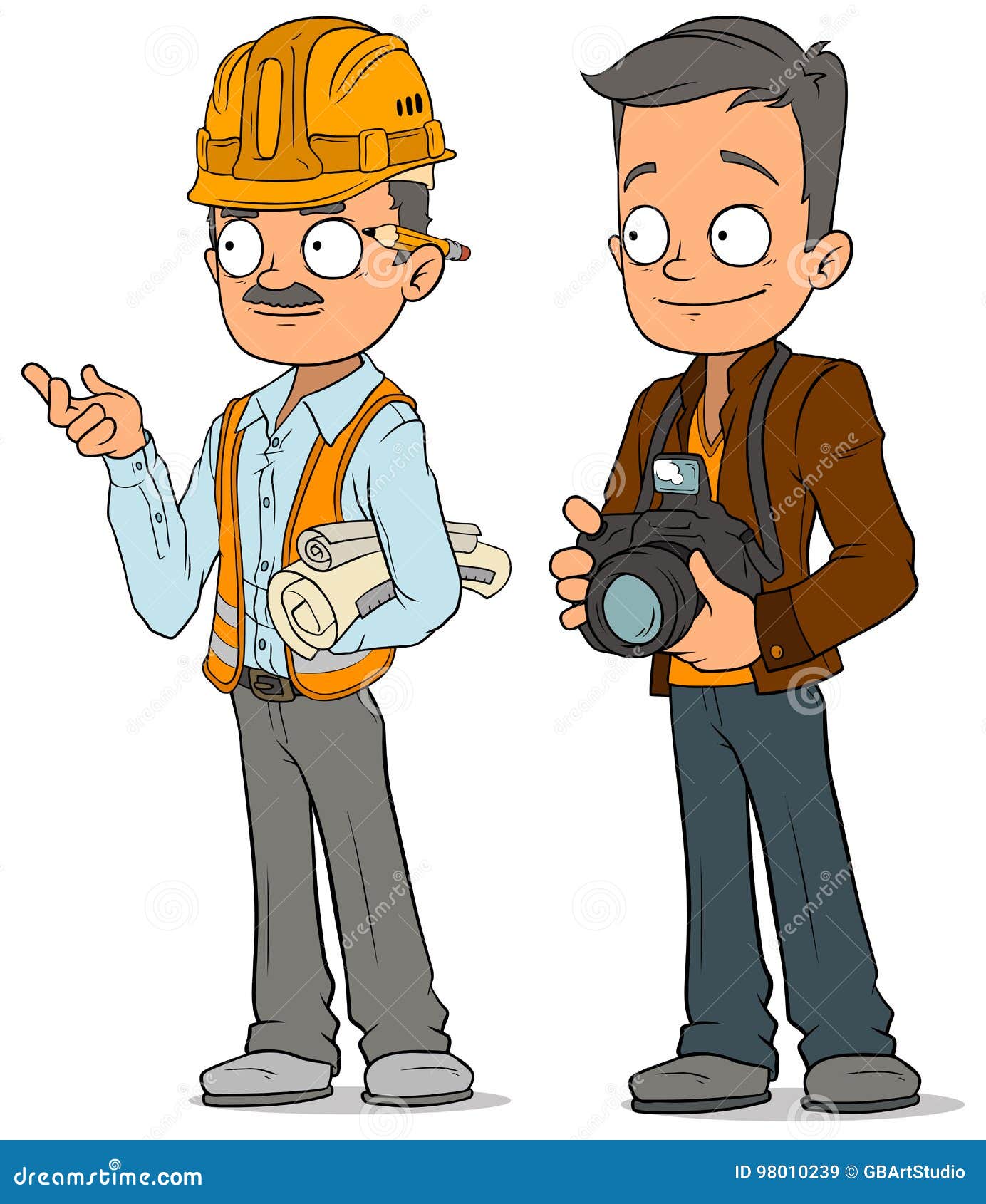 Cartoon Engineer and Photographer Characters Set Stock Vector ...