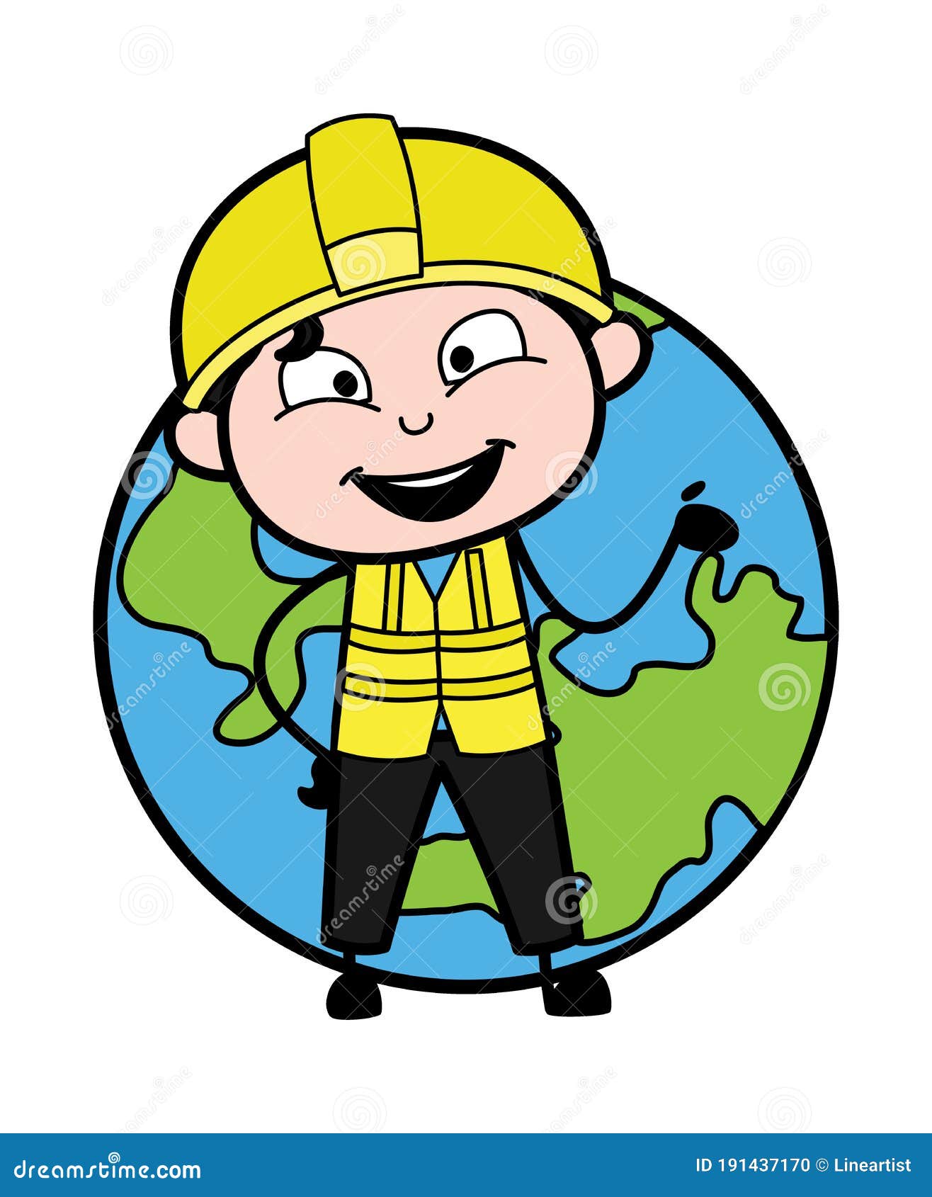 Cartoon Engineer with Planet Earth Stock Illustration - Illustration of ...