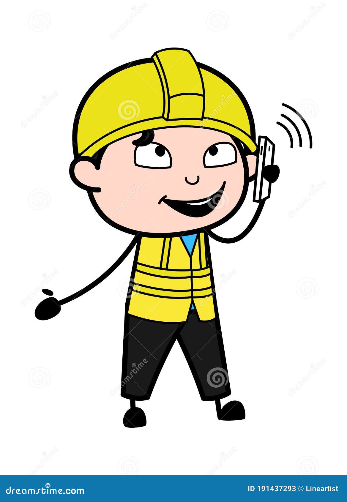 Cartoon Engineer Talking on Cell Phone Stock Illustration ...