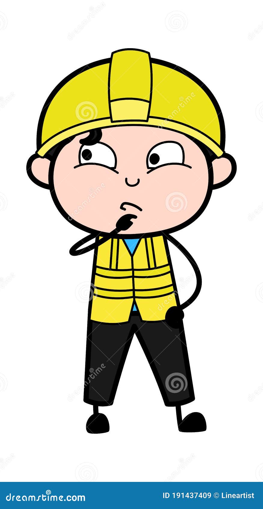Cartoon Engineer Thinking Seriously Stock Vector - Illustration of ...