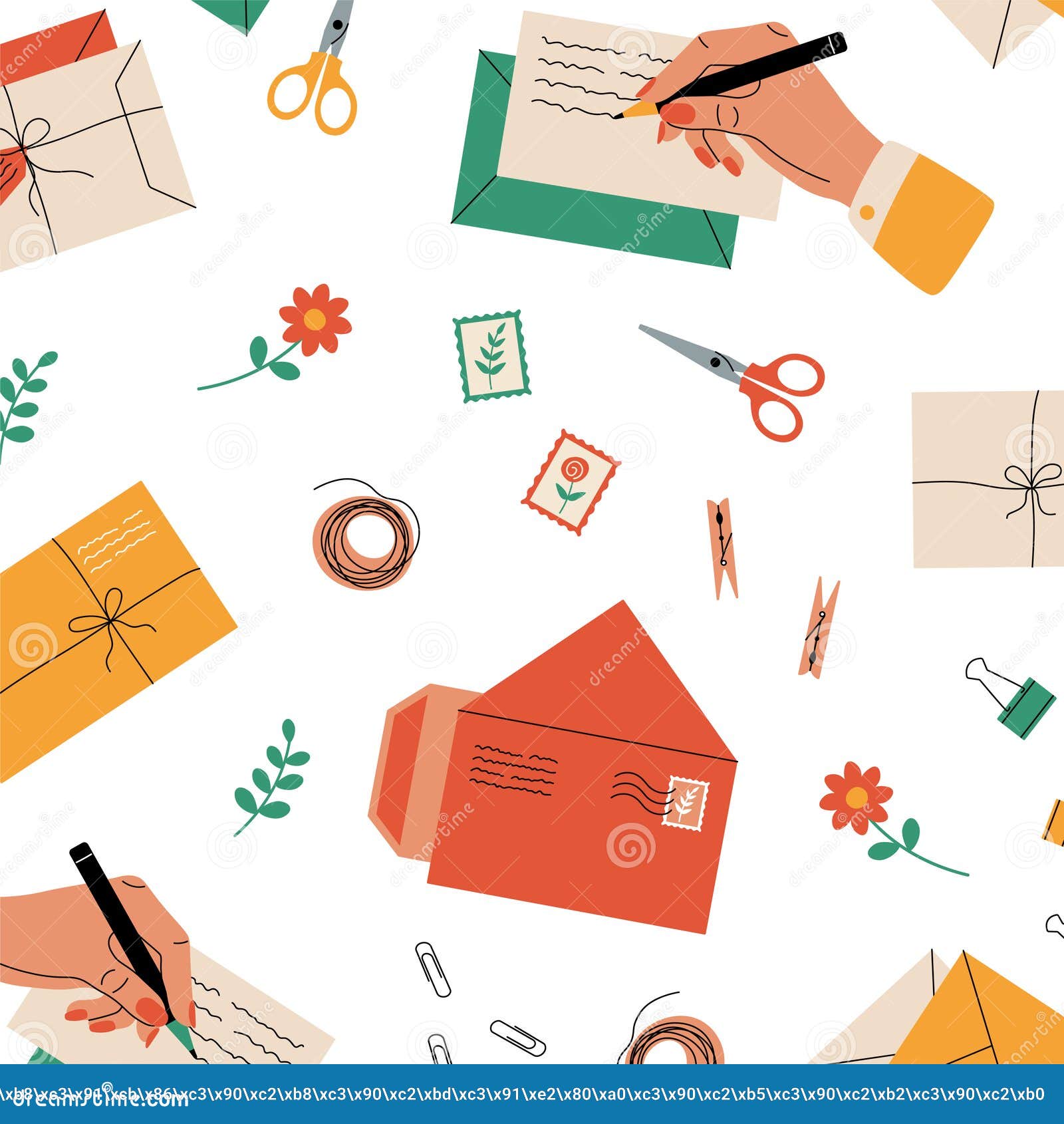 Cartoon Envelope Pattern. Seamless Postcard, Letters, Invitation and ...