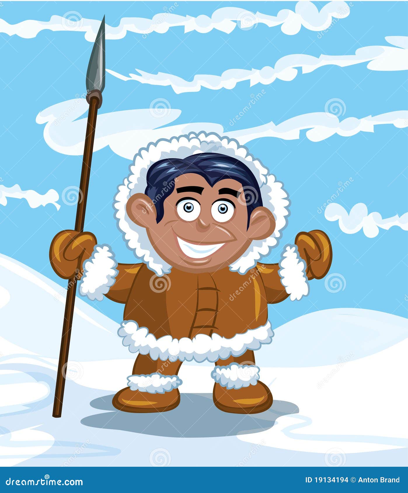 Cartoon Eskimo With Igloo And Walrus Coloring Book Page | CartoonDealer ...