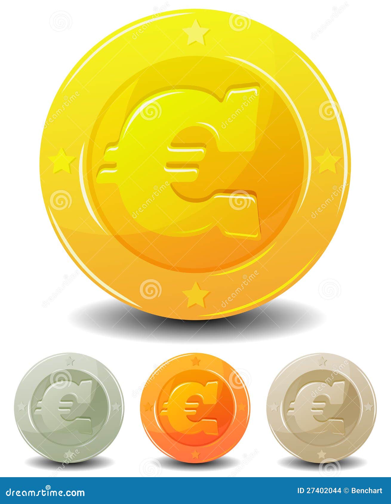 Cartoon Euro Coins Set stock vector. Illustration of earnings - 27402044