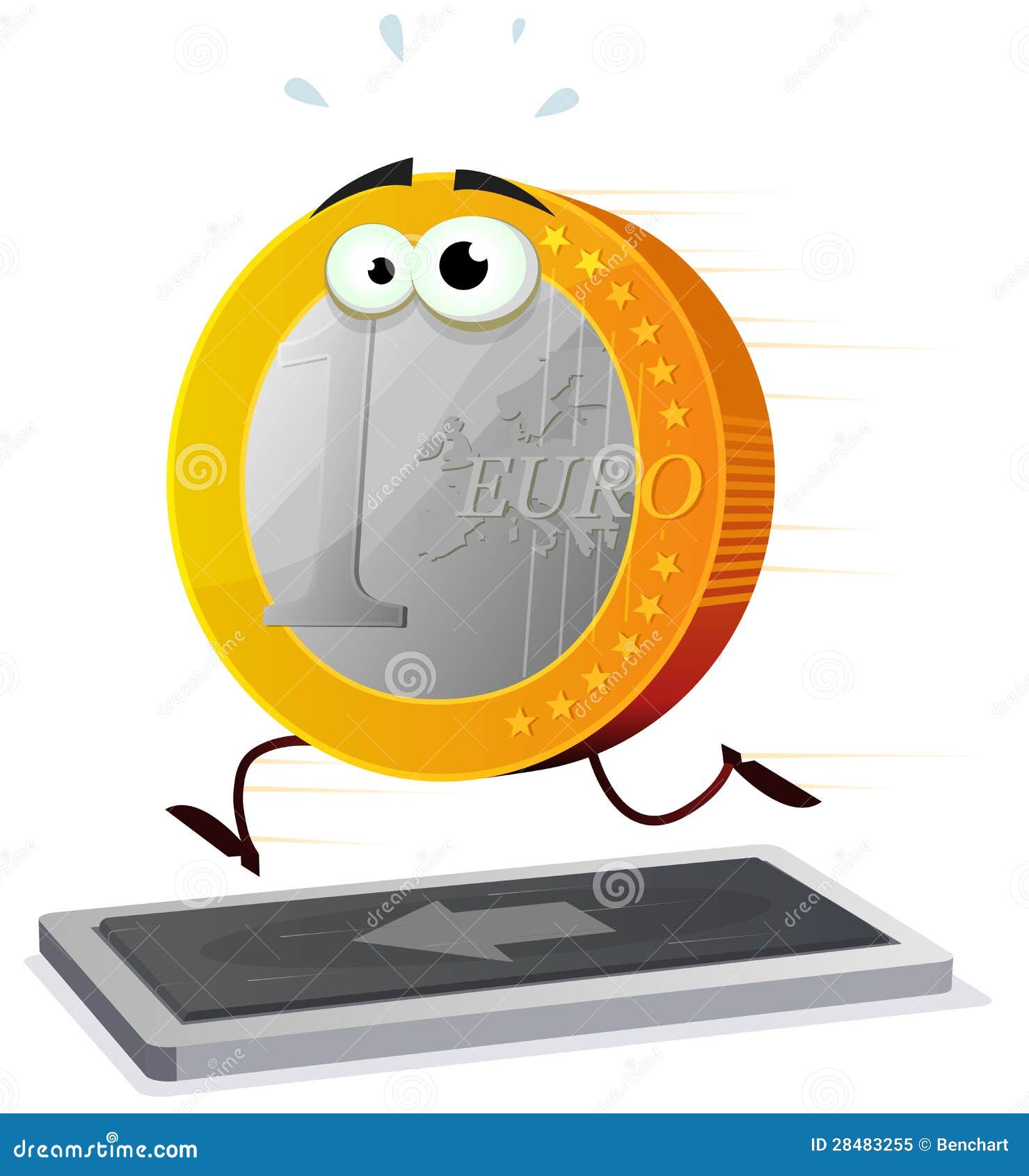 Cartoon Euro Coin Waving Flag Vector Illustration | CartoonDealer.com ...