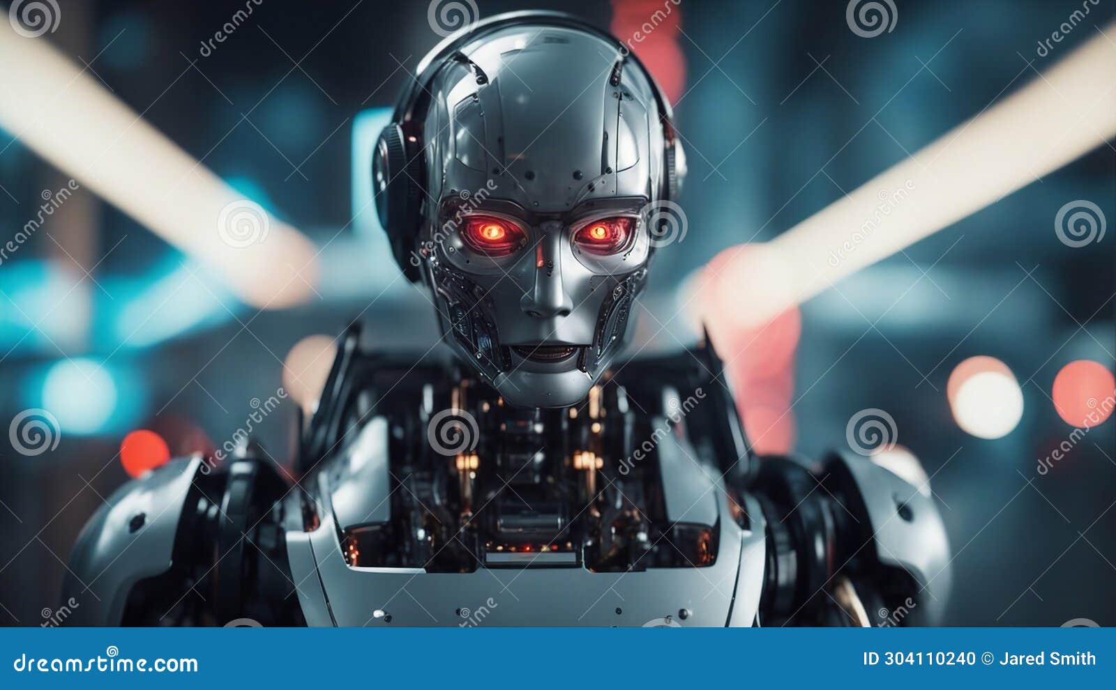 Cartoon Evil Artificial Intelligence AI Concept. Risk of Artificial ...