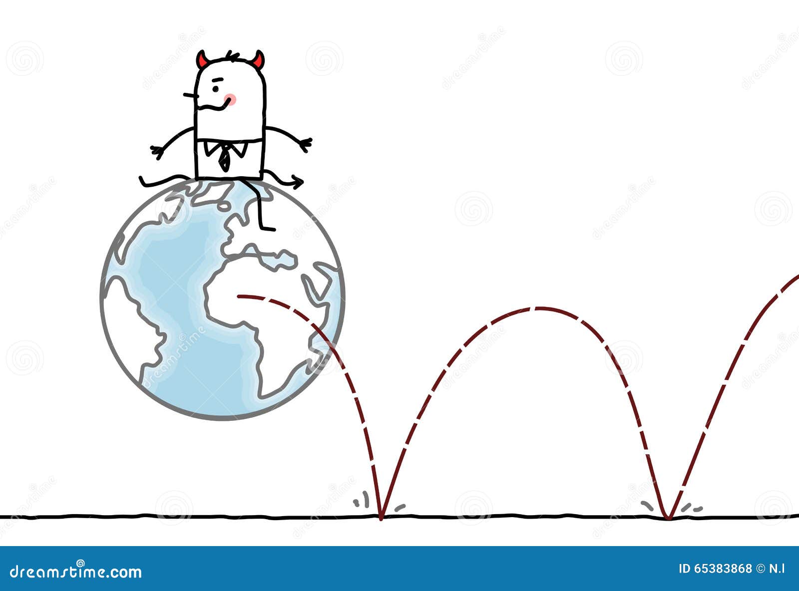 Cartoon Evil Man Who Plays and Bounces with the Earth Stock Vector ...