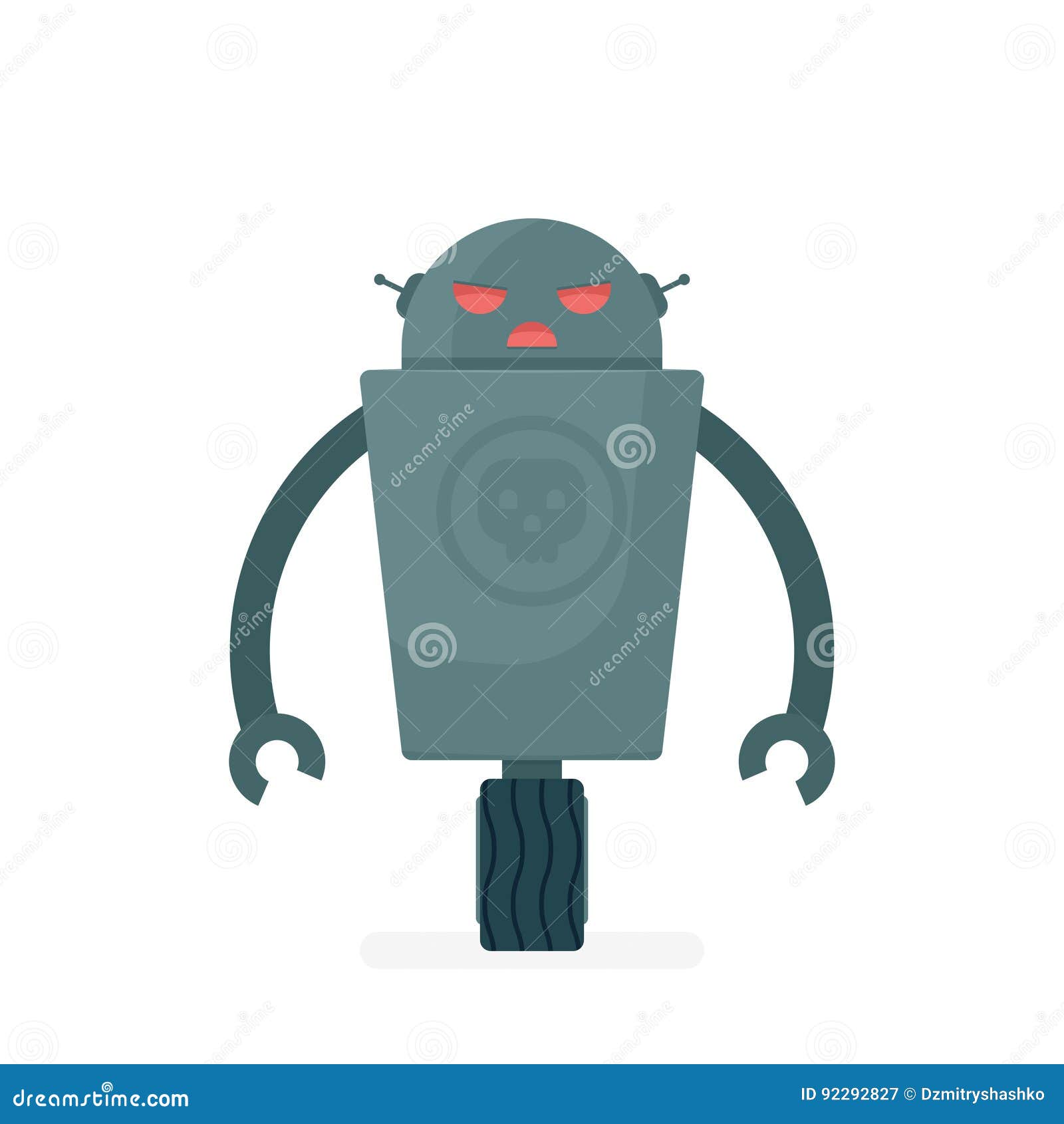 Cartoon Evil Robot Character Stock Vector - Illustration of fiction ...