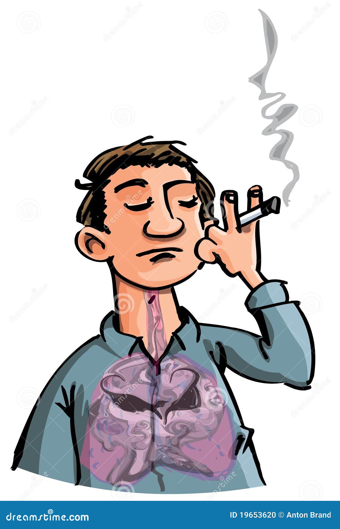 Cartoon of Evil Smoke Filling a Smokes Lungs Stock Vector ...