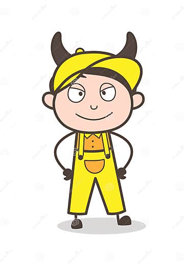 Cartoon Evil Young Boy Smiling Face Vector Stock Illustration ...