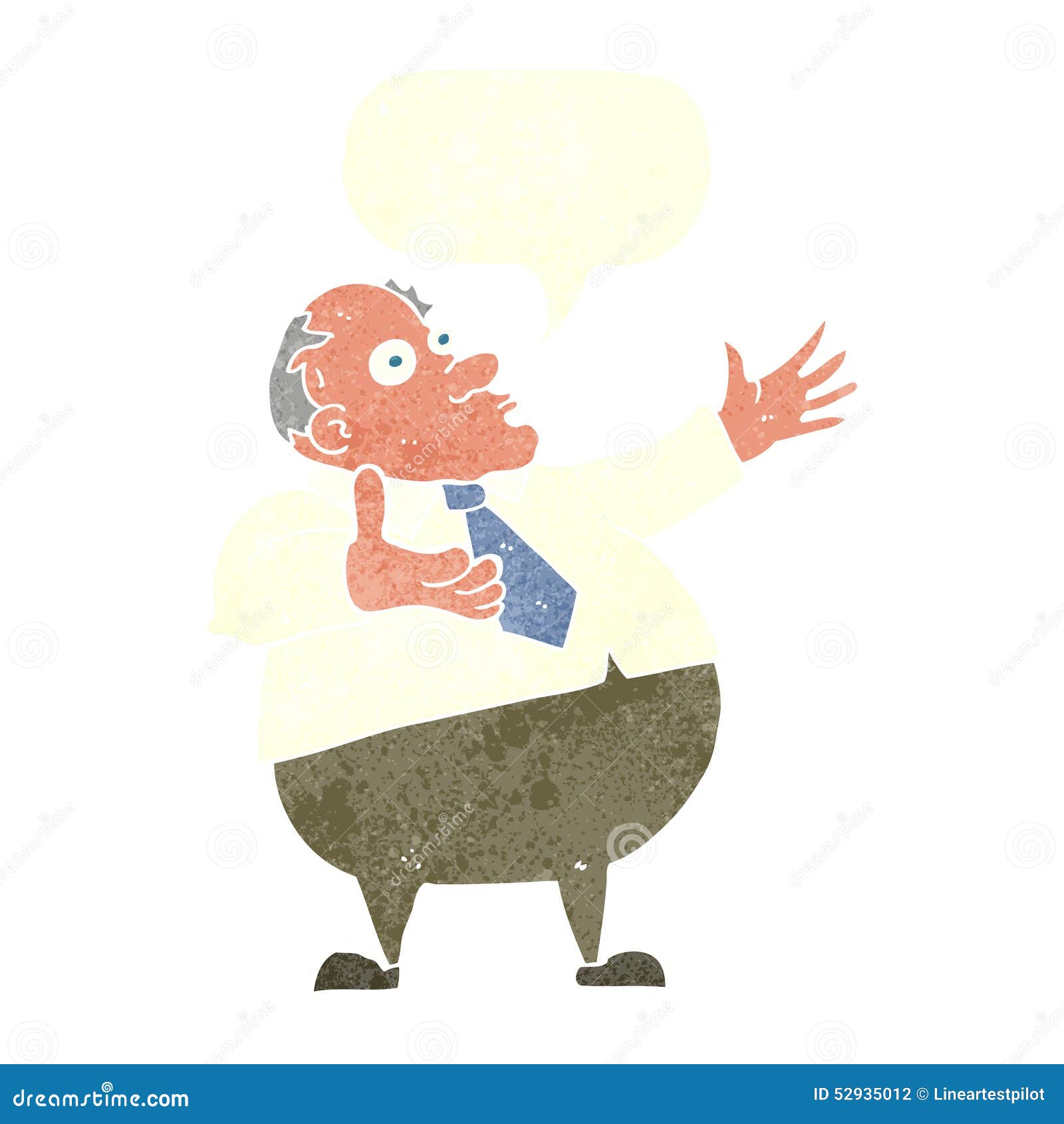 Cartoon Exasperated Middle Aged Man with Speech Bubble Stock ...