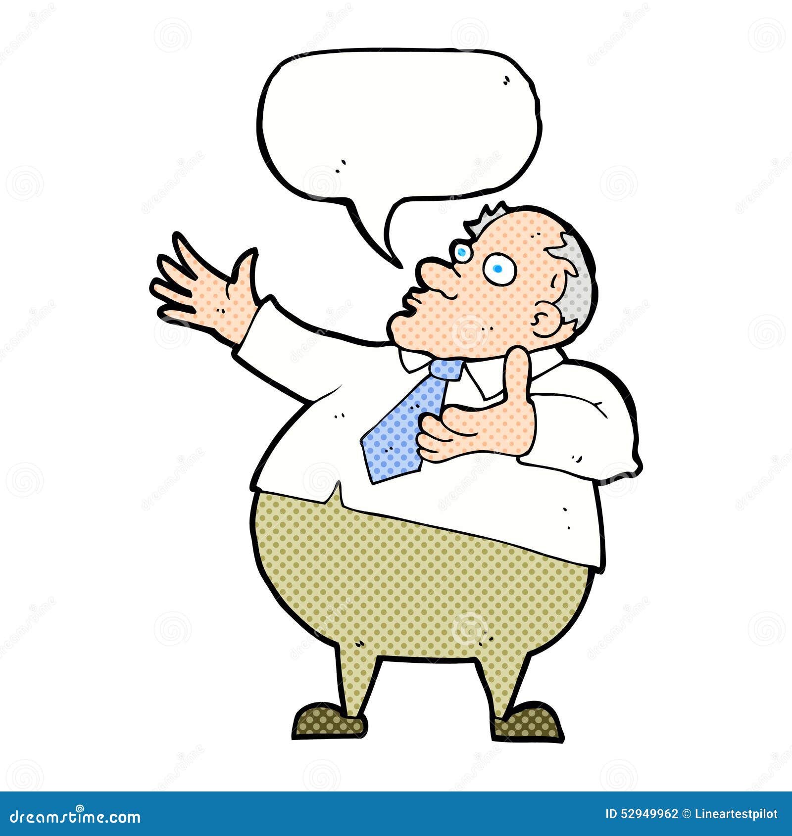 Cartoon Exasperated Middle Aged Man with Speech Bubble Stock ...