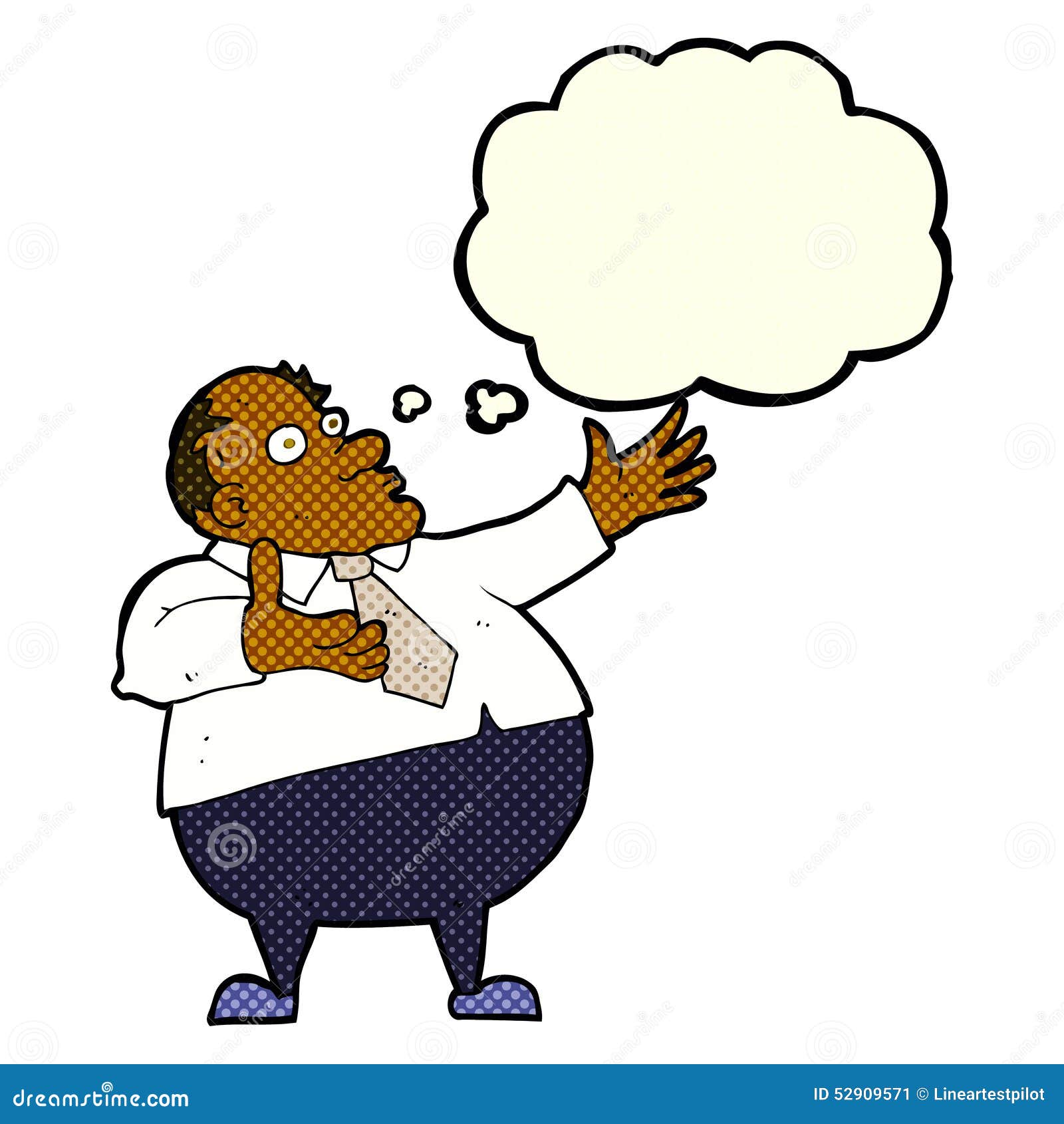 Cartoon Exasperated Middle Aged Man with Thought Bubble Stock ...