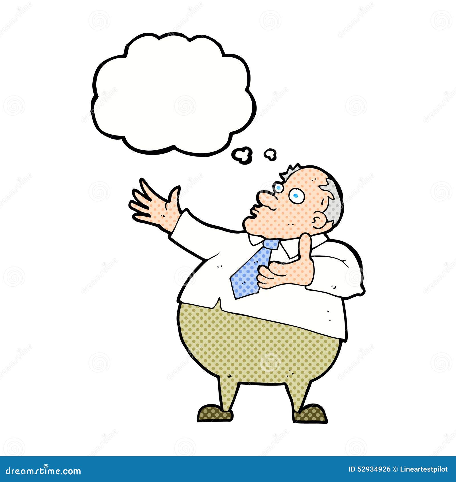 Cartoon Exasperated Middle Aged Man with Thought Bubble Stock ...