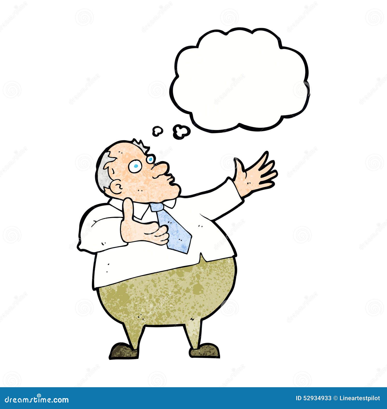 Cartoon Exasperated Middle Aged Man with Thought Bubble Stock ...