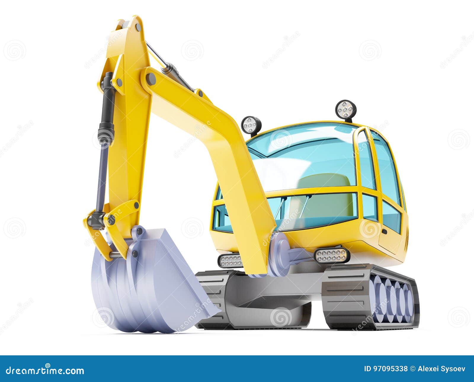 Cartoon excavator 3d stock illustration. Illustration of crawler - 97095338