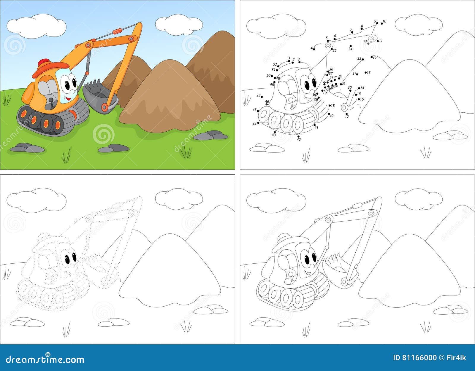 Cartoon Excavator. Color By Number Educational Game For Kids Vector ...