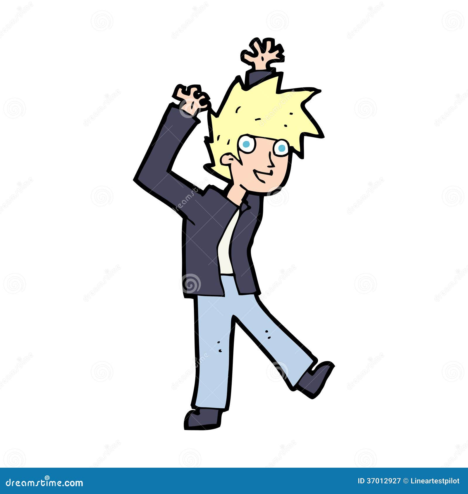 Cartoon excited boy stock vector. Illustration of hand - 37012927