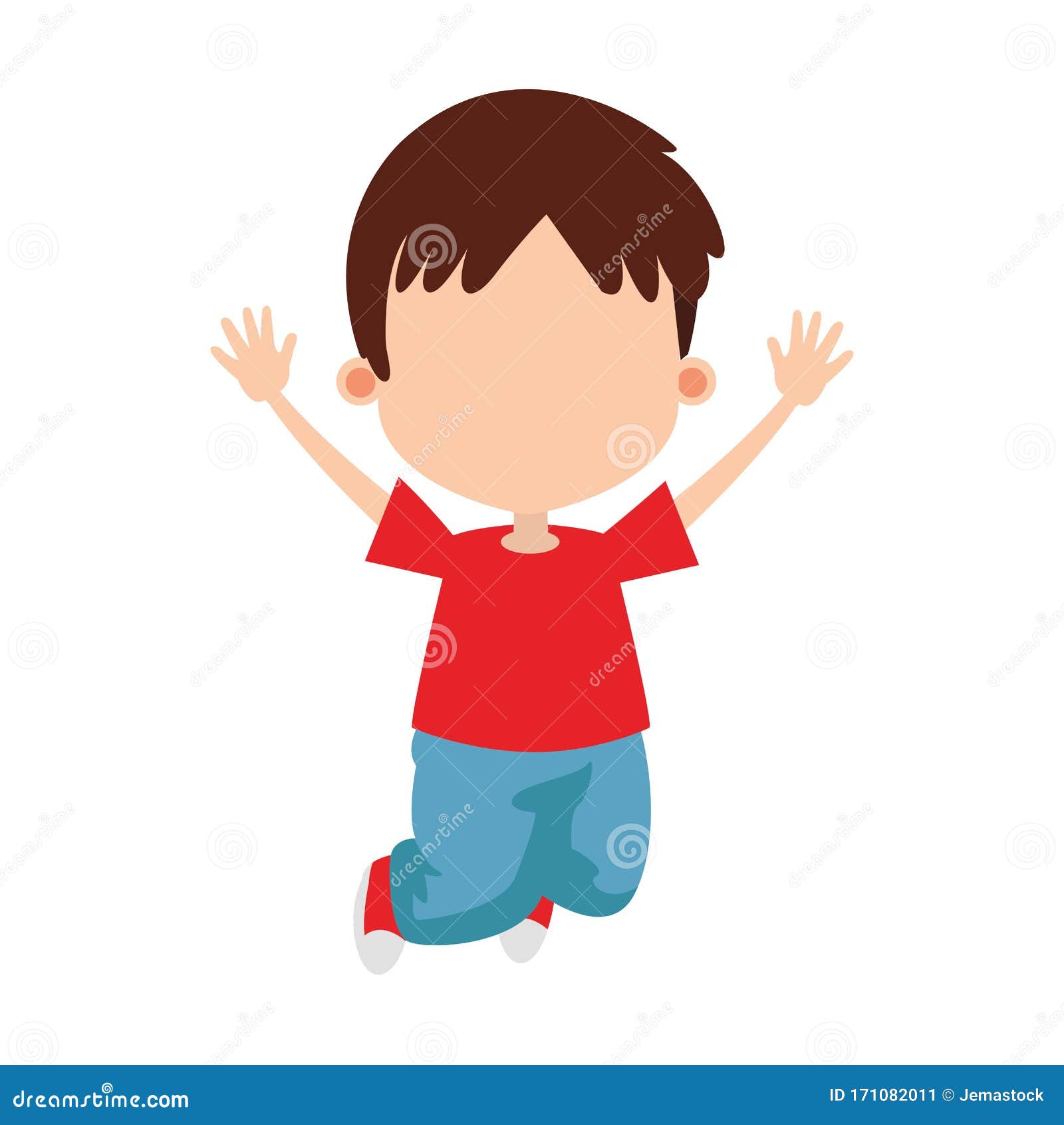 Cartoon Excited Boy Jumping Icon Stock Vector - Illustration of friends ...